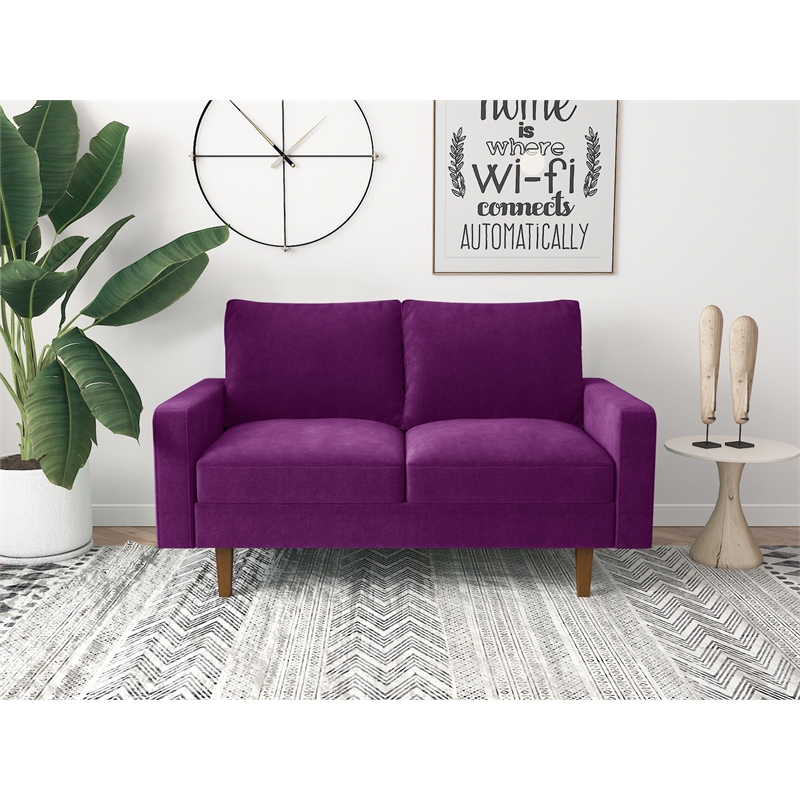 Kingway Furniture Ameli Velvet Living Room Loveseat in EggPlant BushFurnitureCollection