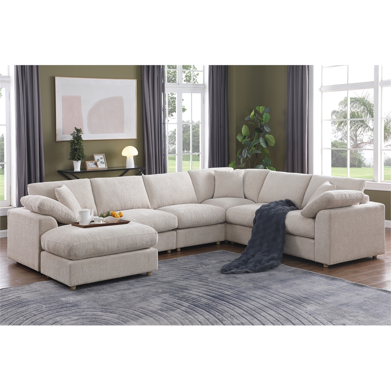Luxury L-Shaped Modular Sectional Sofa with Ottoman | Cymax Business