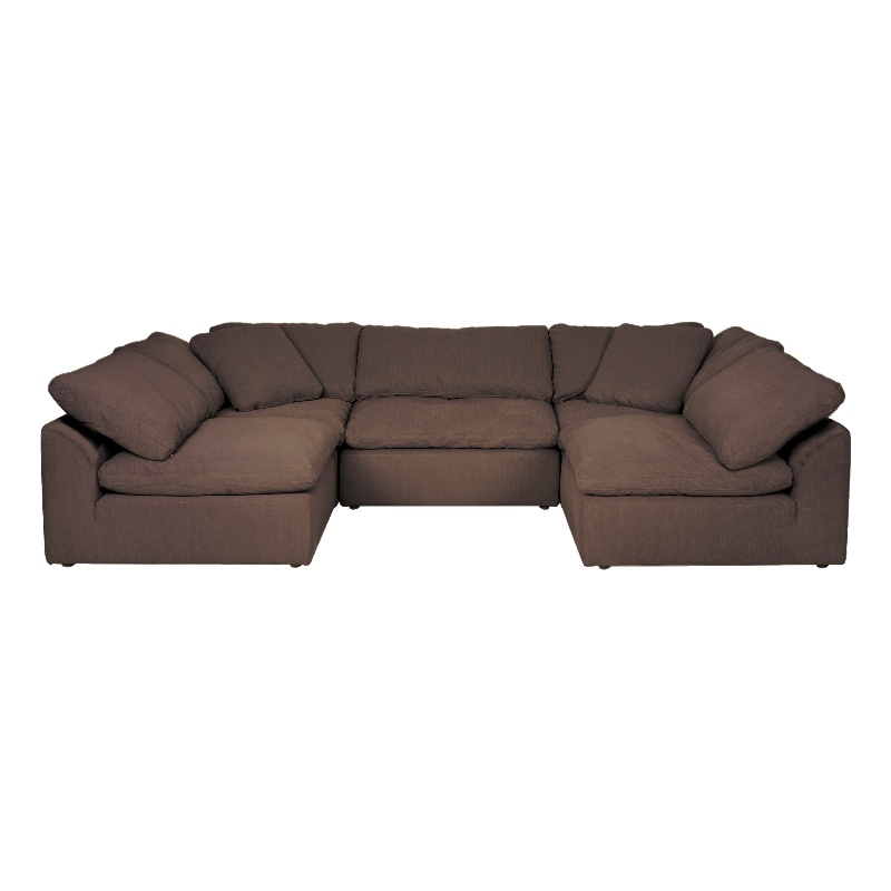 Puff 5 Pc Slipcovered Modular Sectional Sofa Performance Fabric Brown ...