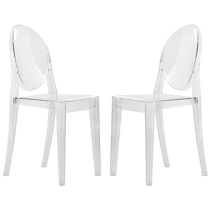 LeisureMod Marrion Modern Acrylic Dining Chair in Clear Set of 2 ...