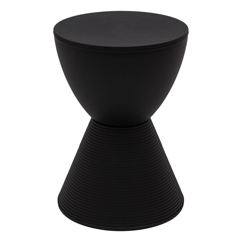 LeisureMod Boyd Modern Plastic Ribbed Round Black Side End Table - BS12BL