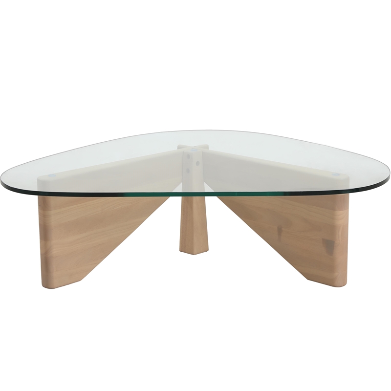 LeisureMod Imperial Triangle Coffee Table in Natural Wood
