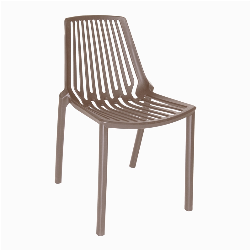 LeisureMod Acken Mid-Century Modern Plastic Dining Chair Brown | Homesquare