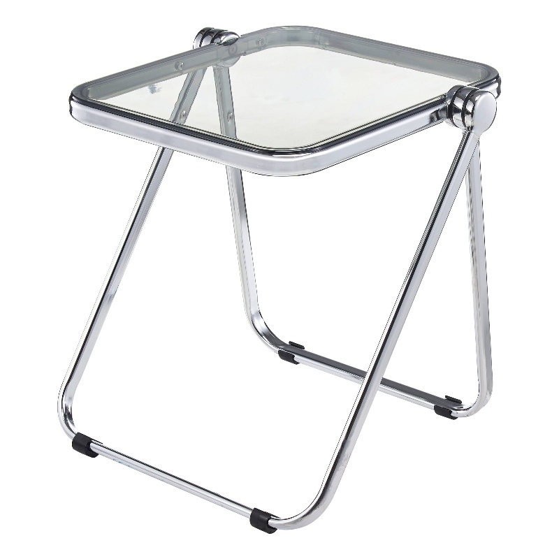 LeisureMod Lawrence Rectangular Aluminum & Glass Folding Table in Black ...