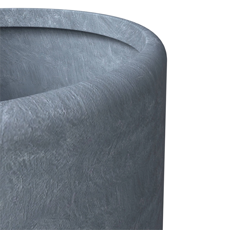 LeisureMod Tundra Fiberstone and MGO Clay Round Planter Gray 18 ...