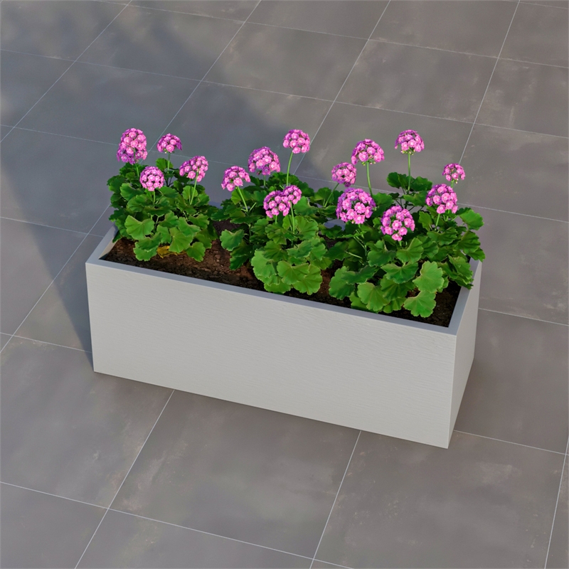 LeisureMod Flora Fiberstone and MGO Clay Rectangular Planter in Gray 12 ...