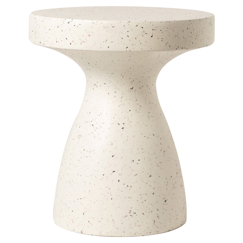 LeisureMod 16" Wide Round Fiberstone Side Table Wisp Series in Terrazzo ...
