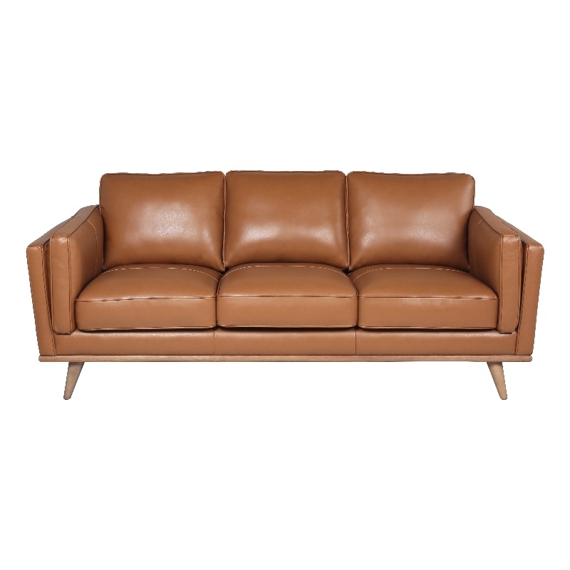 Madison mid century top grain leather sofa set store