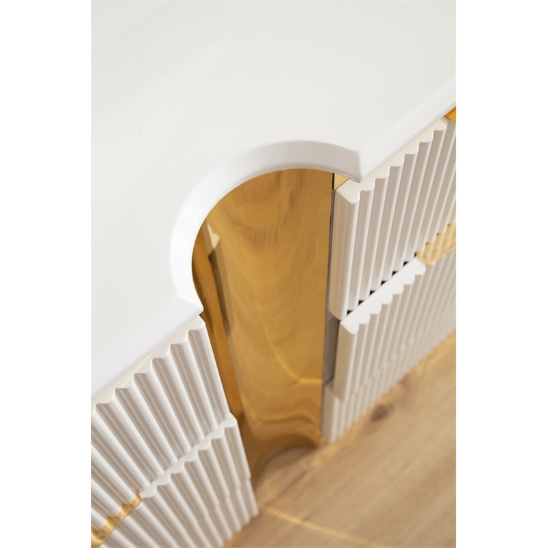 Laura Gold Detailed Modern Style Dresser made with Wood in White Color