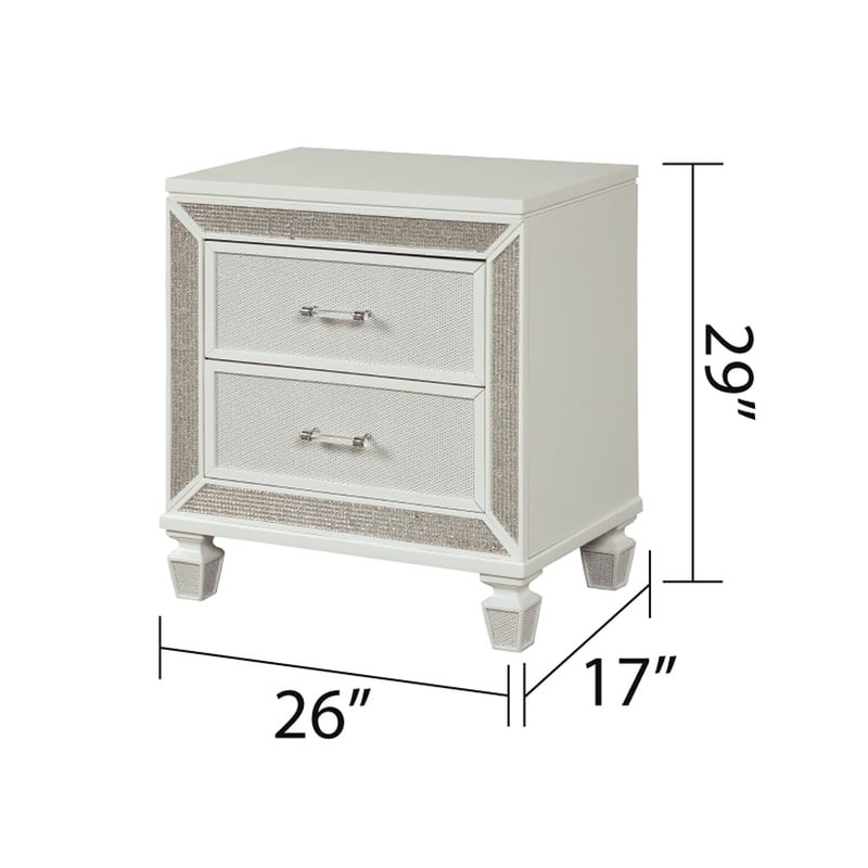 Crystal Nightstand Set Made with Wood Finished in White | Cymax Business