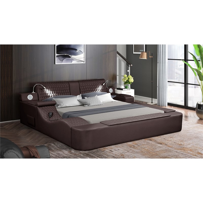 Zoya Smart Multifunctional King Size Bed Made with Wood in Brown ...
