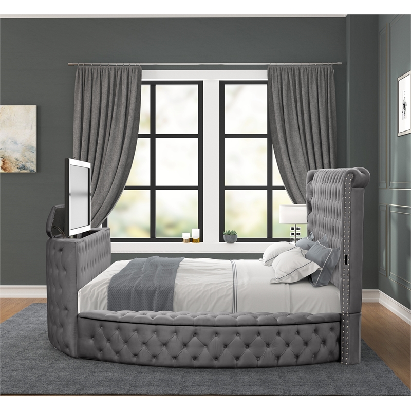 Maya Modern Style Queen Bed made with Wood in Gray | Cymax Business