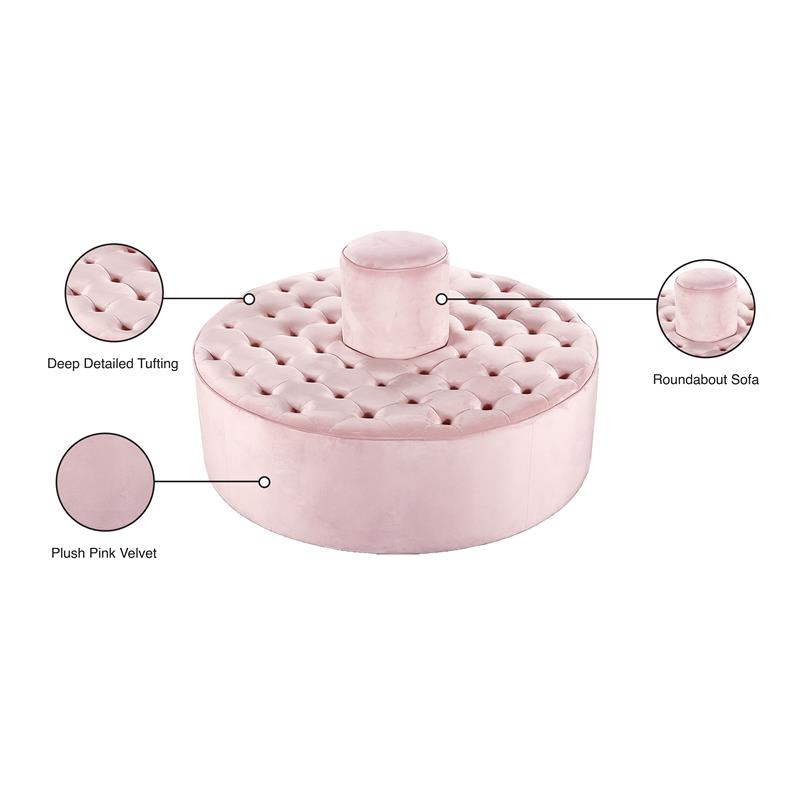 Meridian Furniture Banquet Contemporary Velvet Ottoman/Bench in Pink ...