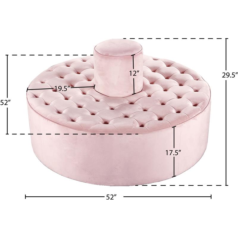 Meridian Furniture Banquet Contemporary Velvet Ottoman/Bench in Pink ...