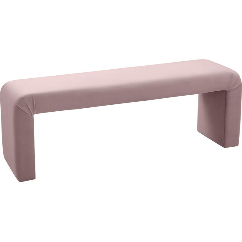 Meridian Furniture Minimalist Pink Velvet Bench | Cymax Business