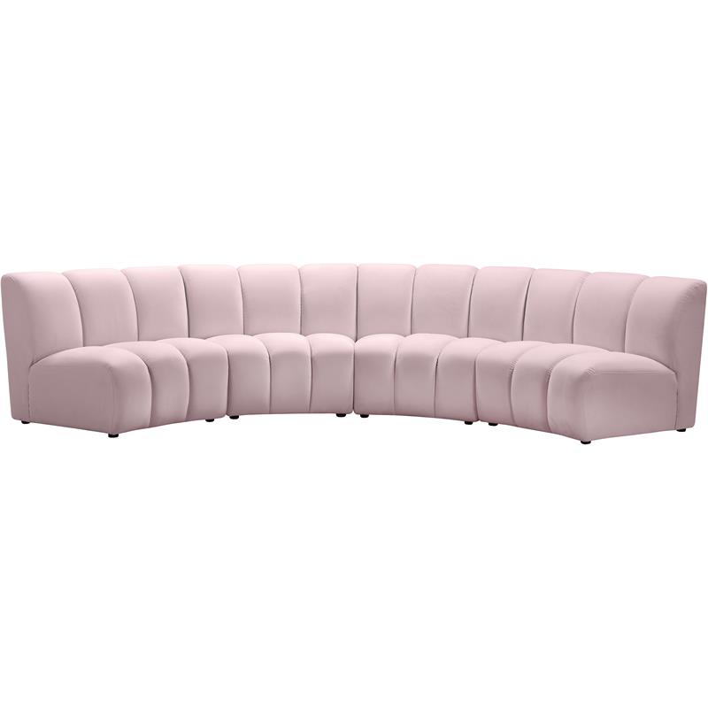 Meridian Furniture Infinity Pink Velvet 4pc. Modular Sectional | Bush ...