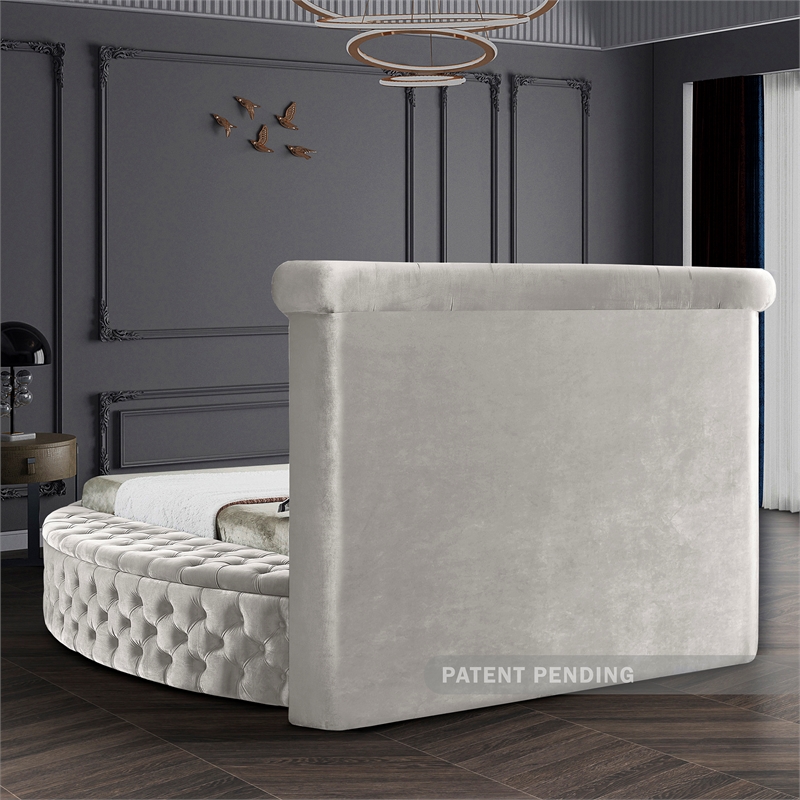 Meridian Furniture Luxus Cream Velvet Queen Bed BushFurnitureCollection
