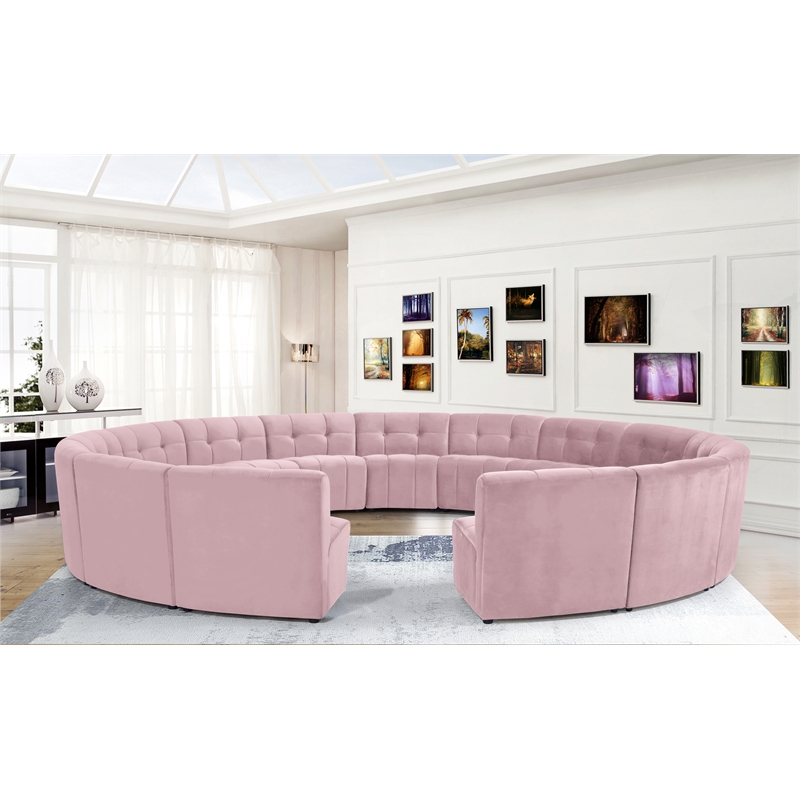 Meridian Furniture Limitless Pink Velvet Modular 15 Piece Sectional ...
