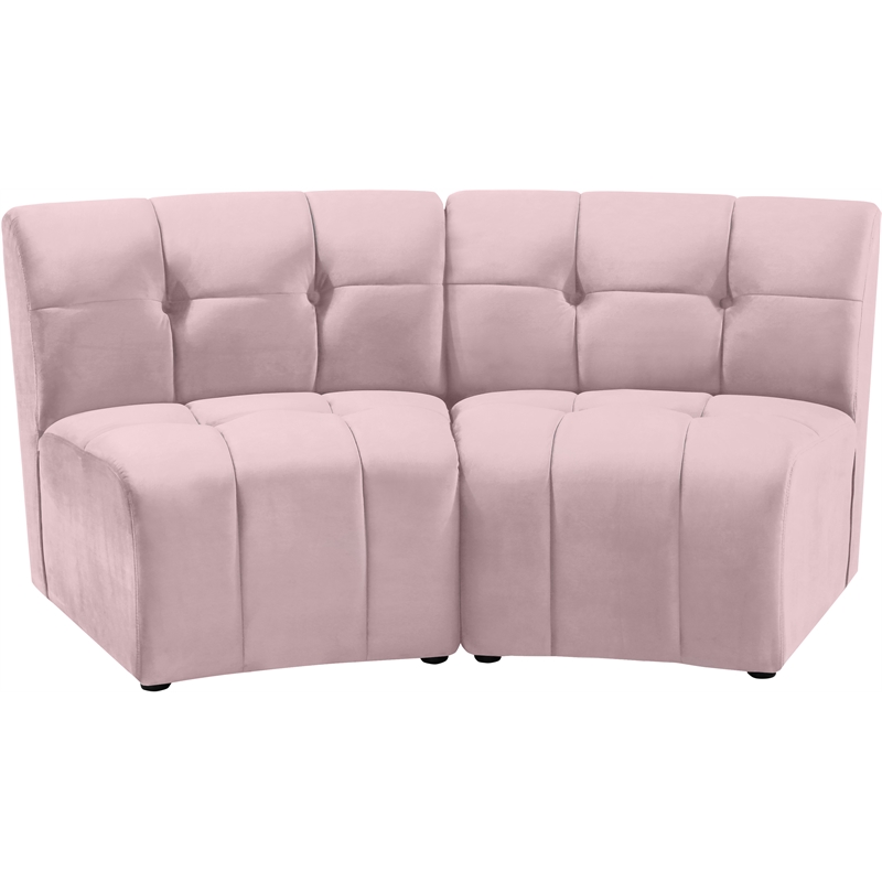 Meridian Furniture Limitless Pink Velvet Modular Loveseat | Bush ...