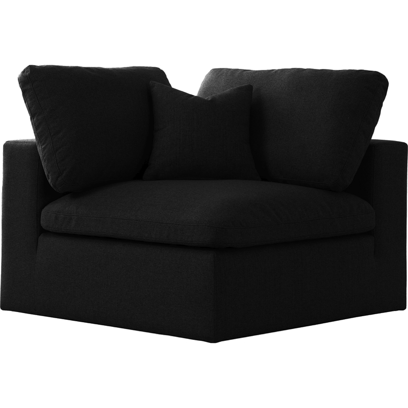 Meridian Furniture Serene Black Linen Fabric Deluxe Modular Corner ...