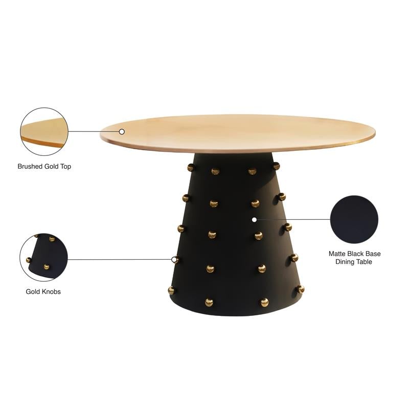 Meridian Furniture Raven Brushed Gold Top Dining Table with Matte Black ...