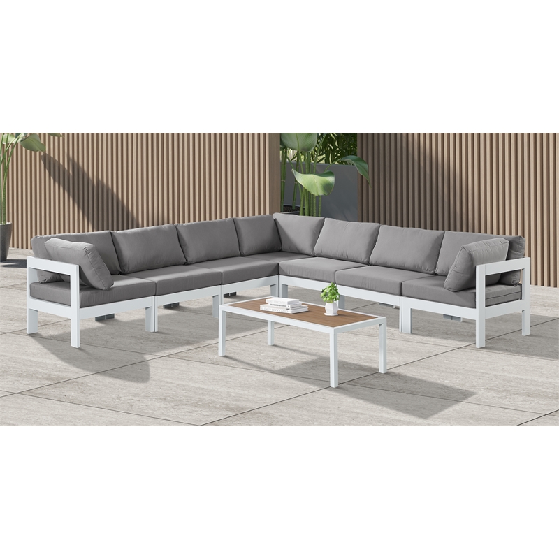 Meridian Furniture Nizuc Grey Outdoor Patio Modular Sectional | Homesquare