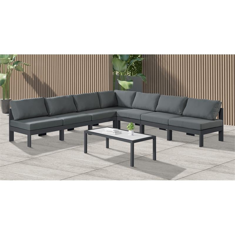 Meridian Furniture Nizuc Grey Outdoor Patio Modular Sectional | Homesquare