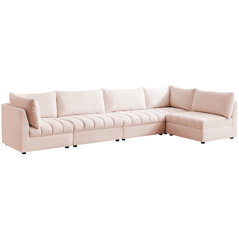 Meridian Furniture Jacob Pink Velvet Modular Sectional ...