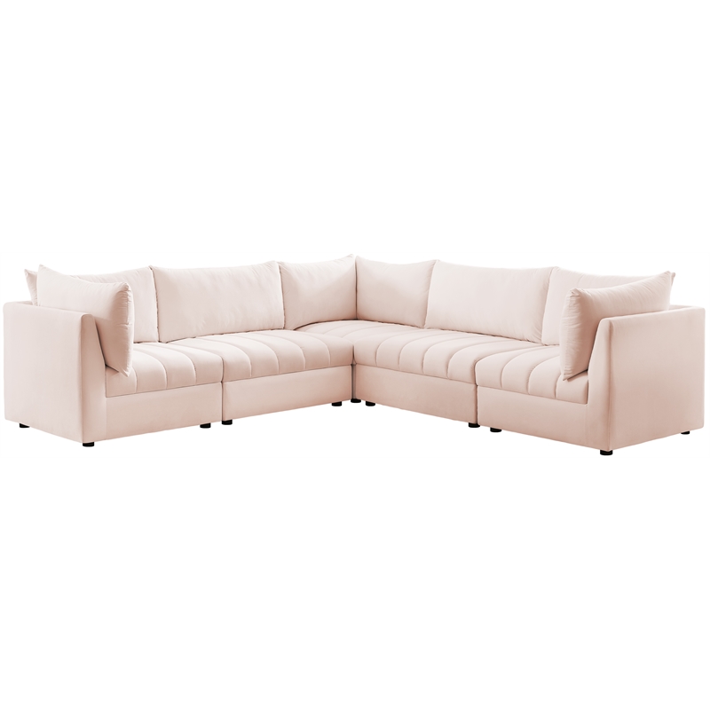 Meridian Furniture Jacob Pink Velvet Modular Sectional | Bush Furniture ...