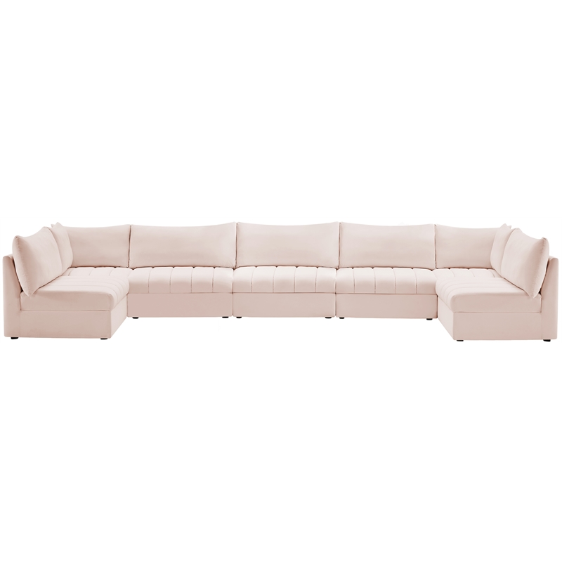 Meridian Furniture Jacob Pink Velvet Modular Sectional ...