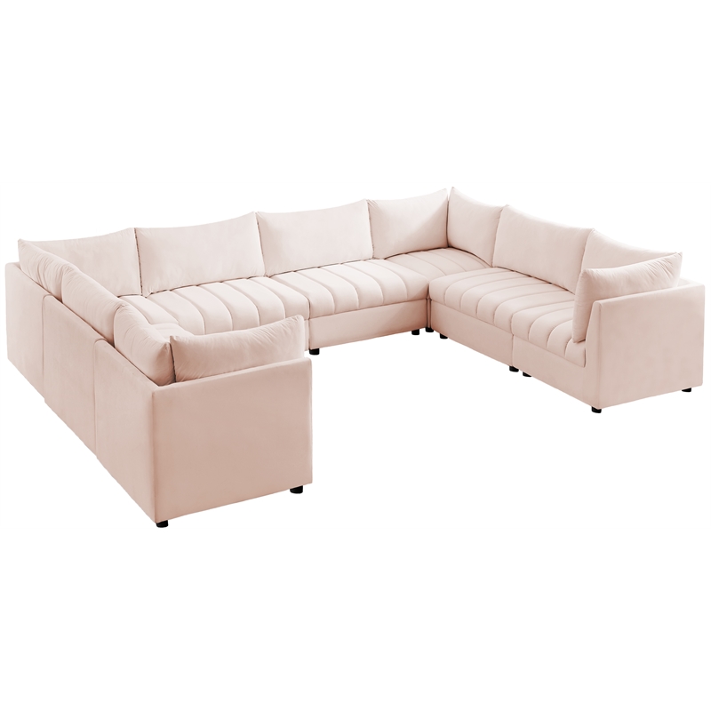 Meridian Furniture Jacob Pink Velvet Modular Sectional ...