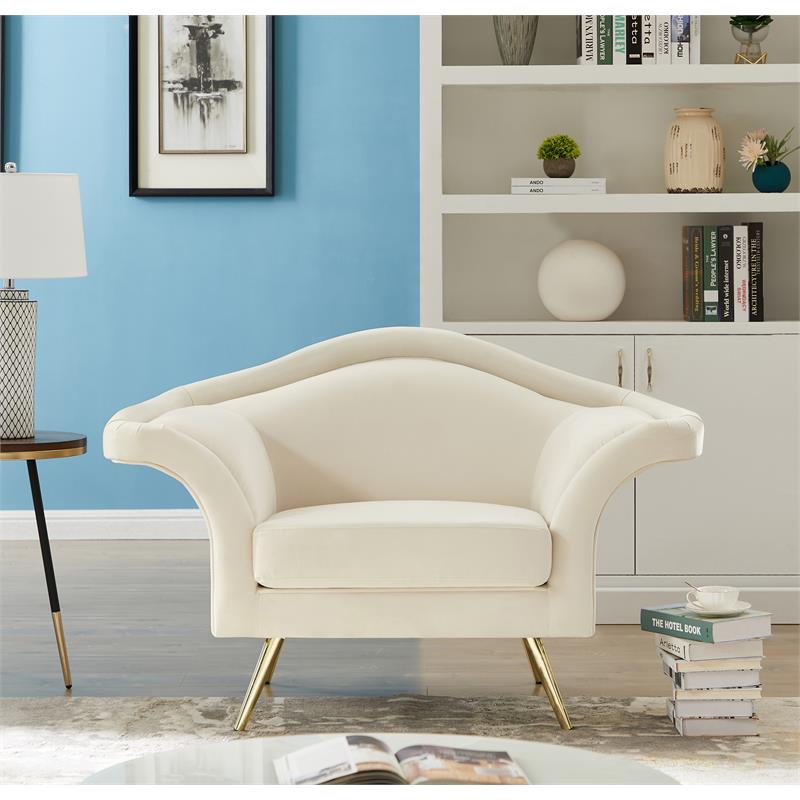 Meridian Furniture Lips Cream Velvet Chair | Bush Furniture Collection