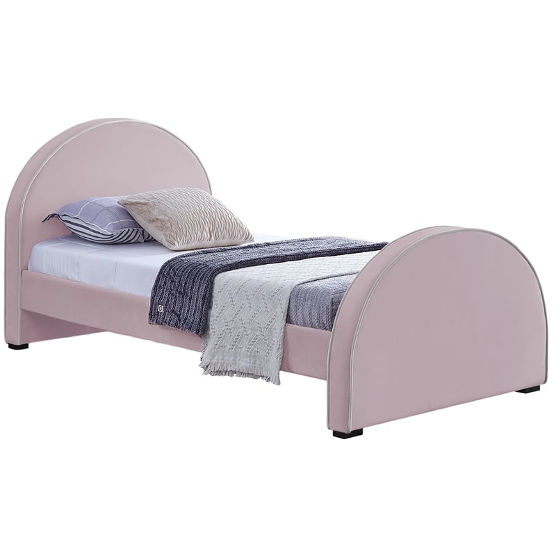 Meridian Furniture Brody Pink Velvet Twin Bed