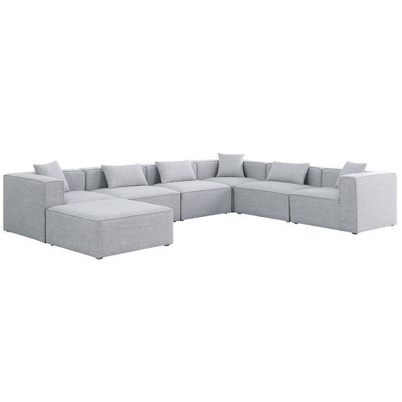 Meridian Furniture Cube Grey Durable Linen Modular Sectional ...