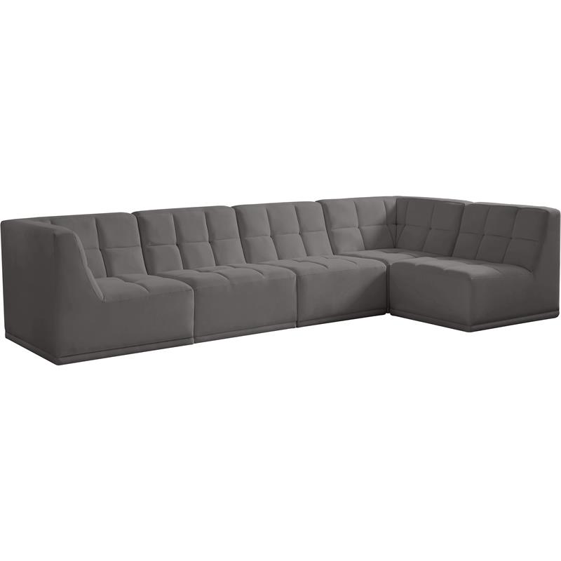Meridian Furniture Relax Grey Velvet Modular Sectional | Bush Furniture ...