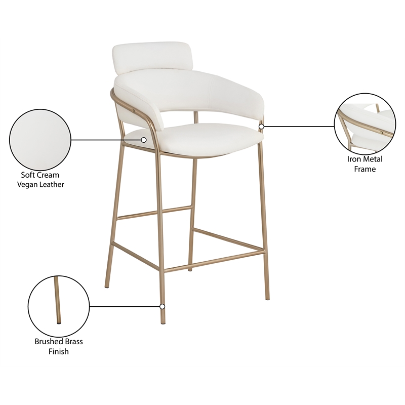 Meridian Furniture Yara Cream Vegan Leather Counter Stool
