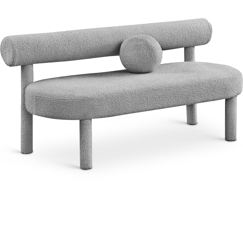 Meridian Furniture Parlor Grey Boucle Fabric Bench
