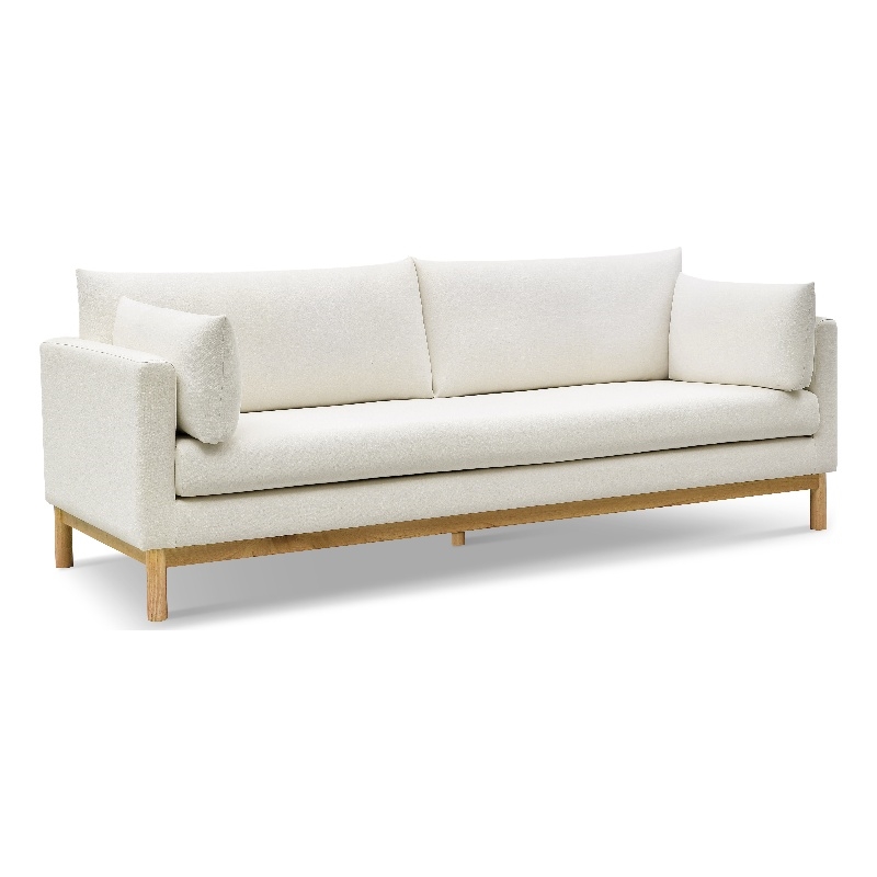 Meridian Furniture Langham Cream Linen Textured Fabric Sofa | Cymax ...