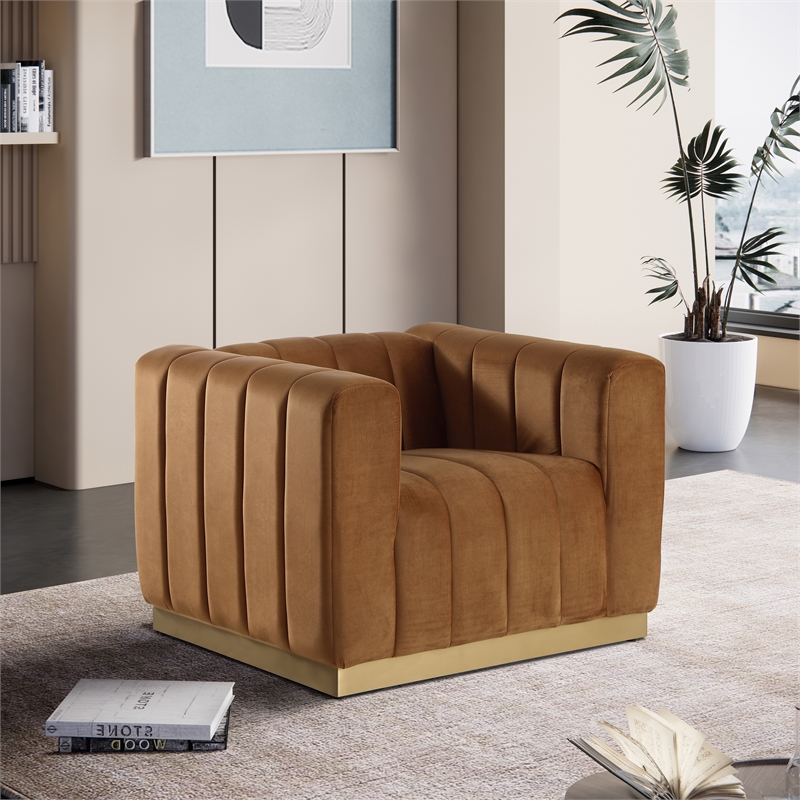 Meridian Furniture Marlon Saddle Velvet Chair | Cymax Business