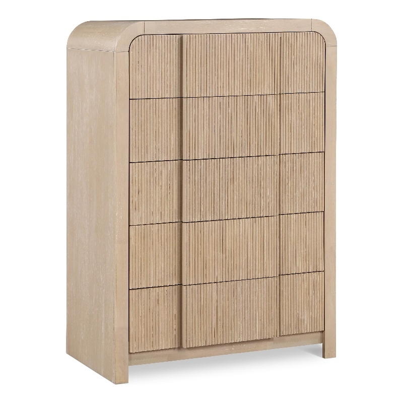 Meridian Furniture Fluted Natural Oak Veneer Chest