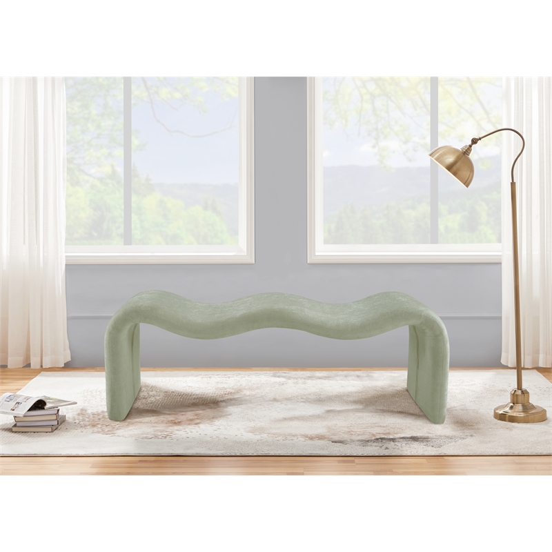 Meridian Furniture Willow Mint Chenille Fabric Bench | Homesquare