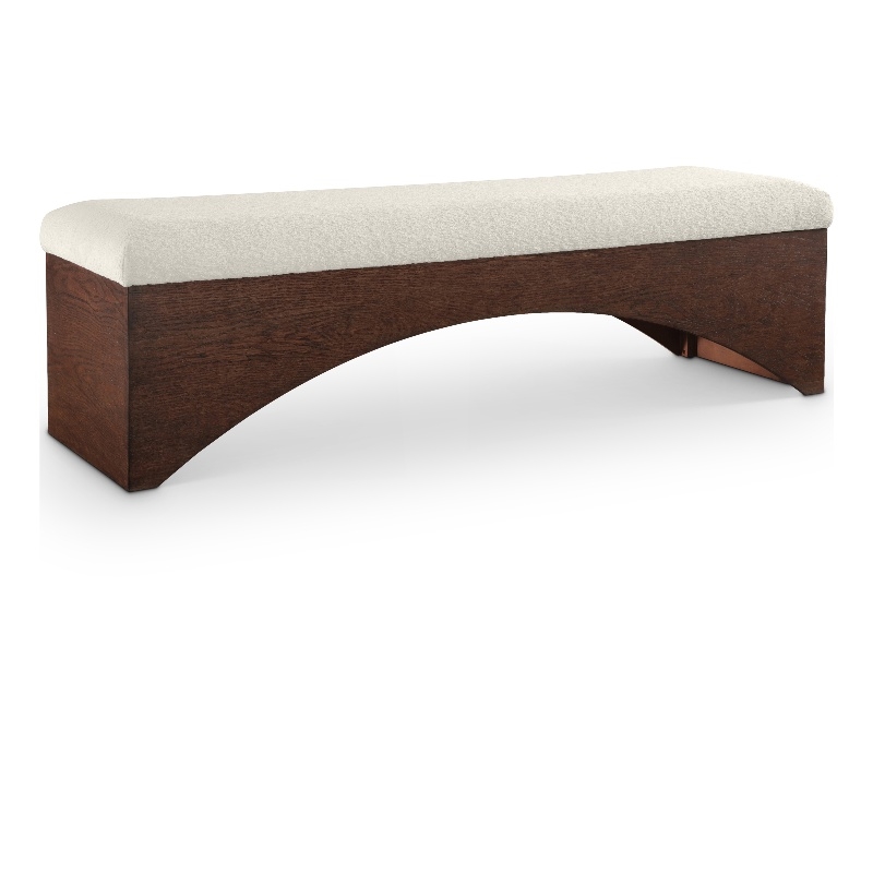 Meridian Furniture Lawson Cream Velour Fur Fabric Bench | Cymax Business