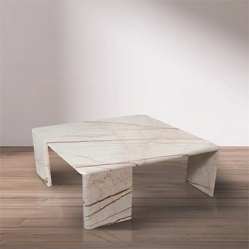 Meridian Furniture Livorno Beige Genuine Marble Coffee Table | Cymax ...