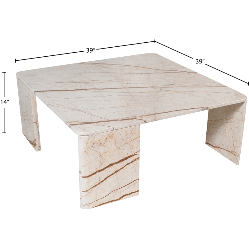 Meridian Furniture Livorno Beige Genuine Marble Coffee Table | Cymax ...