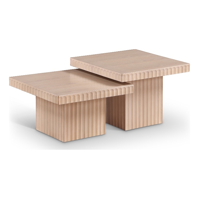 Meridian Furniture Spencer 2-Piece Natural Oak Veneer Coffee Table ...