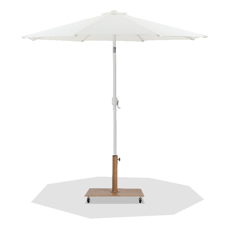 Meridian Furniture Fiji White Polyester Patio Umbrella with Base Set ...