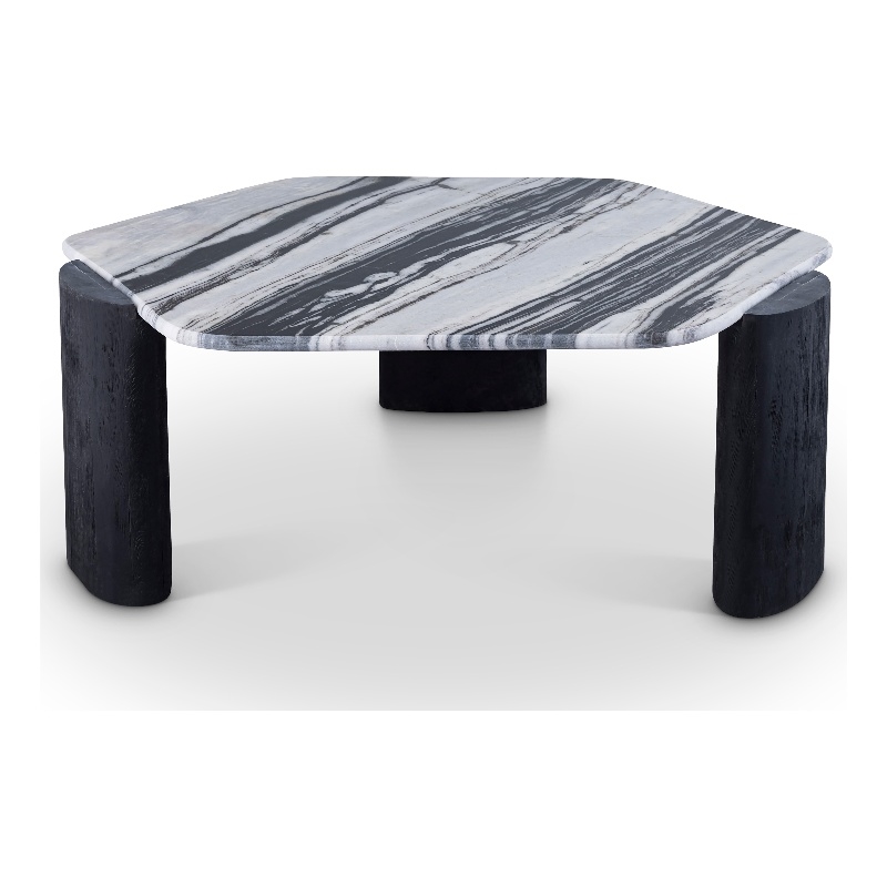 Meridian Furniture Pozzuoli Panda Marble Top And Mango Wood Base Coffee ...