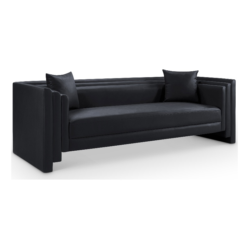 Meridian Furniture Everett Black Vegan Leather Upholstered Sofa | Cymax ...