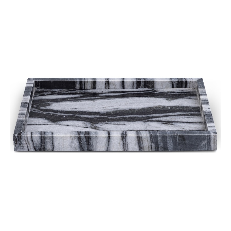 Meridian Furniture Barletta Panda Rectangular Marble Tray | Homesquare