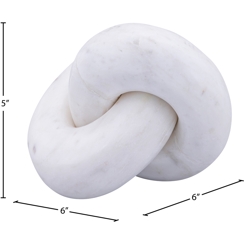 Meridian Furniture Knot White Marble Decorative Knot | Homesquare